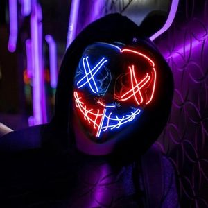 Other | Led Light Up Halloween Mask Scary Rave Glow Led Face Mask With ...